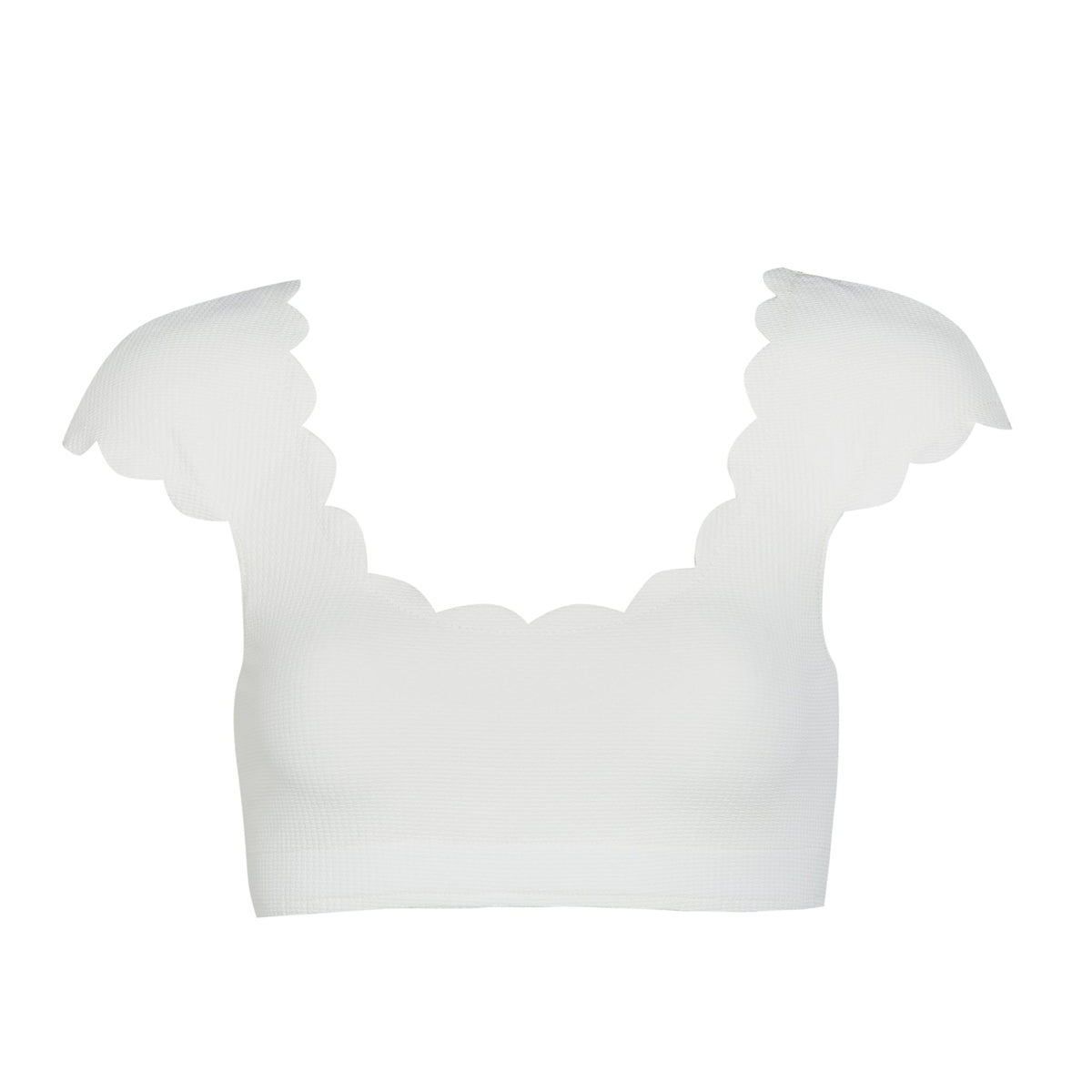 Marysia Women's Scalloped Mexico Bikini Top in Coconut | Capped Sleeves ...